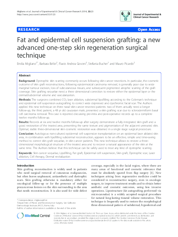 (PDF) Fat and epidermal cell suspension grafting: a new advanced one ...