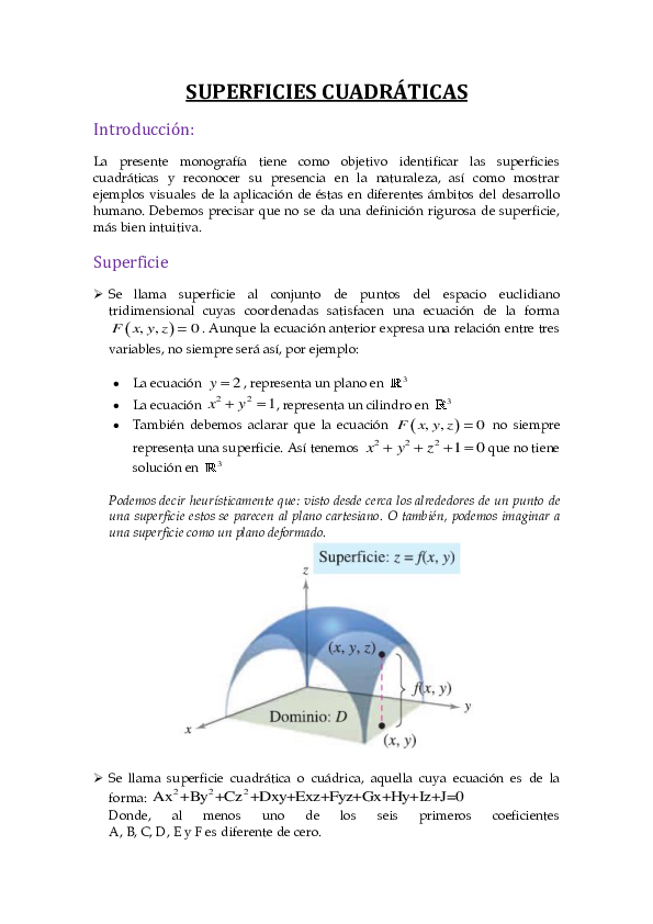 (PDF) SUPERFICIES CUADRÁTICAS
