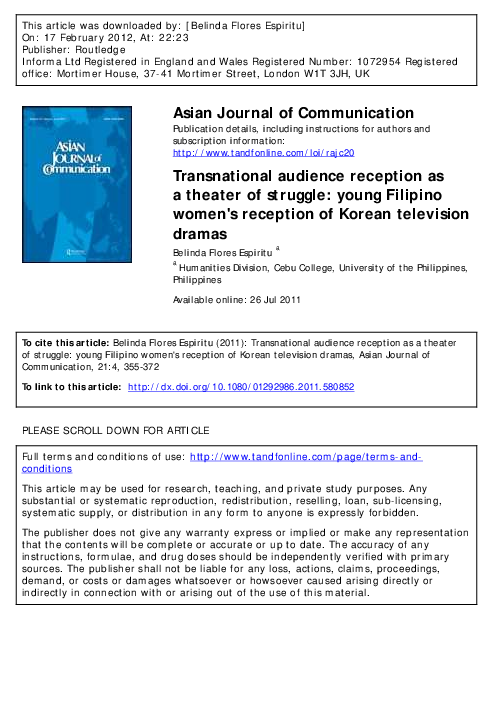 (PDF) Asian Journal of Communication Transnational audience reception ...
