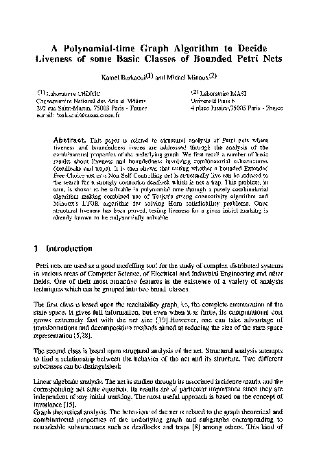 (PDF) A polynomial-time graph algorithm to decide liveness of some basic classes of bounded ...
