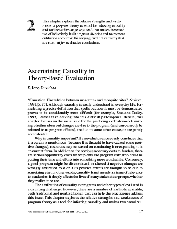 (PDF) Ascertaining causality in theory-based evaluation