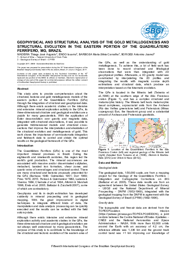 (PDF) Geophysical and Structural Analysis of the Gold Metallogenesis ...