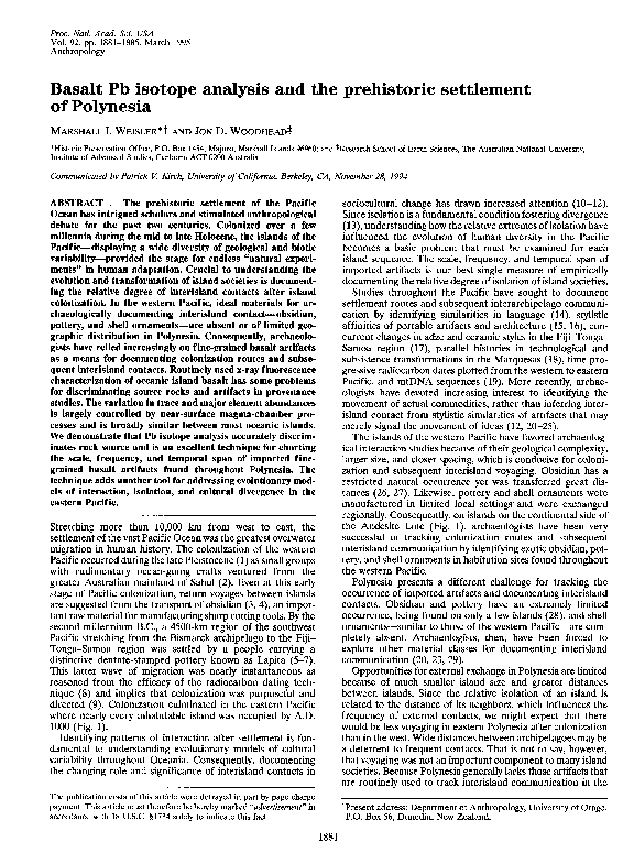 (PDF) Basalt Pb isotope analysis and the prehistoric settlement of ...