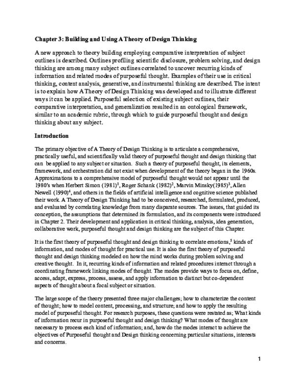 (PDF) Chapter 3: Building and Using A Theory of Design Thinking