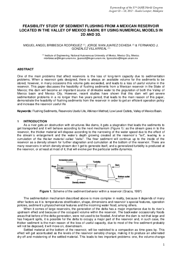 (PDF) Feasibility study of sediment flushing from a Mexican reservoir lacted in the Valley of ...