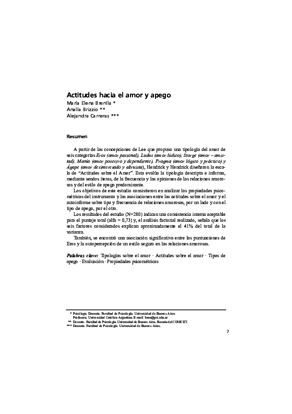 (PDF) Actitudes hacia el amor y apego