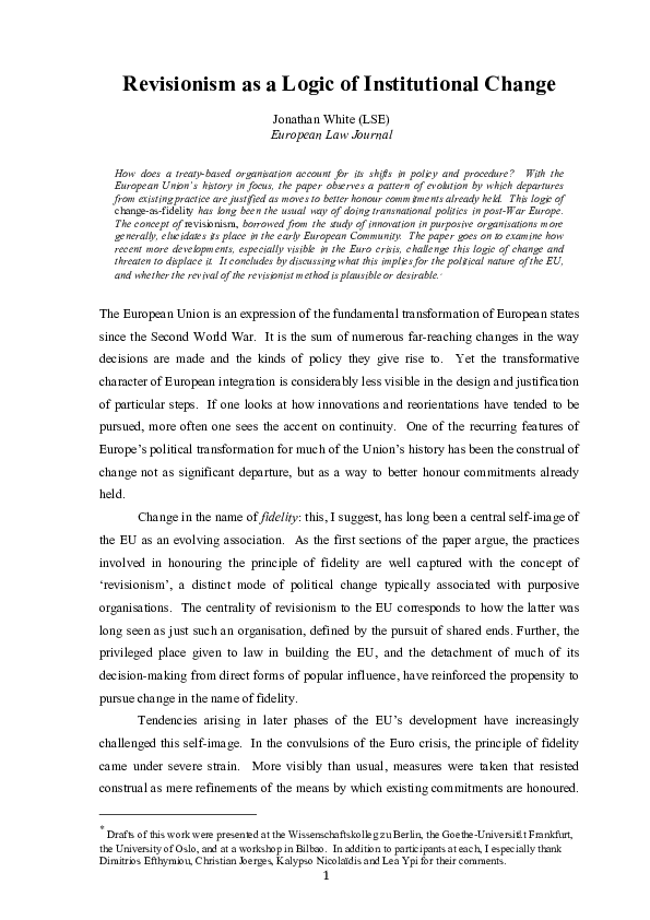 (PDF) Revisionism as a Logic of Institutional Change (European Law ...