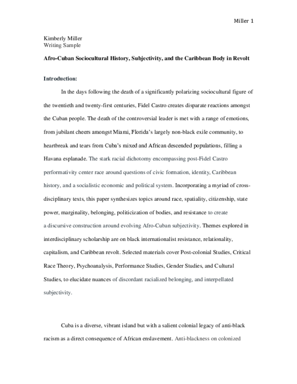 (DOC) Kimberly Miller Writing Sample