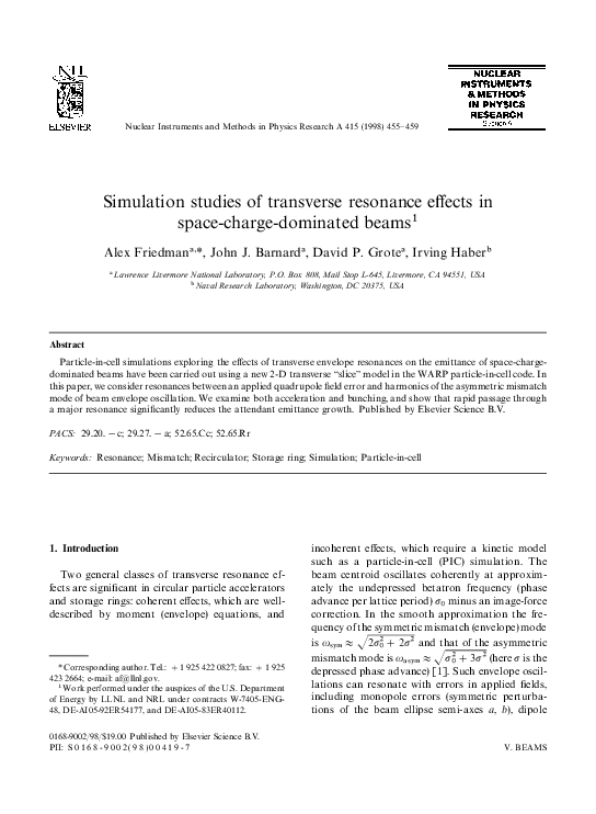 (PDF) Simulation studies of transverse resonance effects in space ...