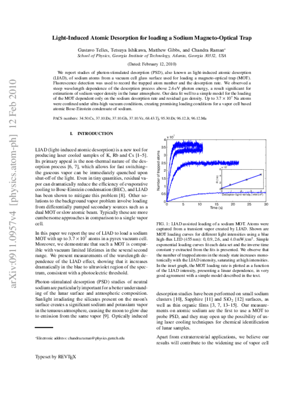(PDF) Full characterization of the loading of a magneto–optical trap ...