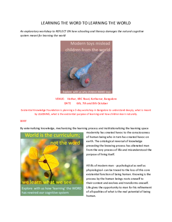 (PDF) LEARNING THE WORD TO LEARNING THE WORLD