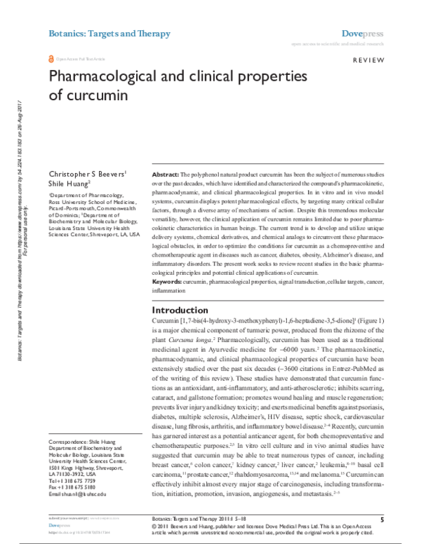 (PDF) Pharmacological and clinical properties of curcumin
