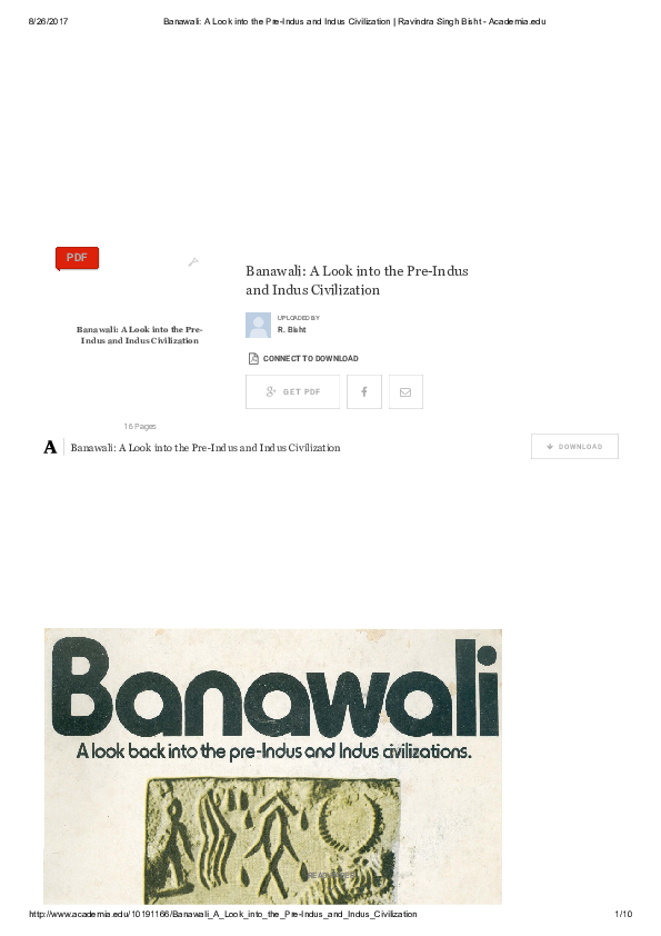 (PDF) PDF Banawali: A Look into the Pre- Indus and Indus Civilization ...