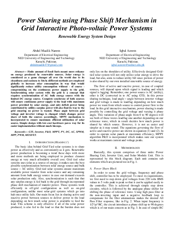 (PDF) Power Sharing using Phase Shift Mechanism in Grid Interactive ...
