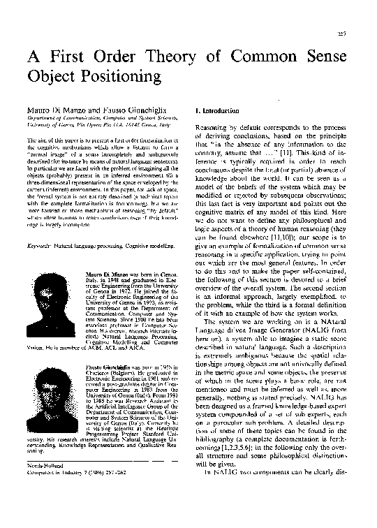 (PDF) A first order theory of common sense object positioning