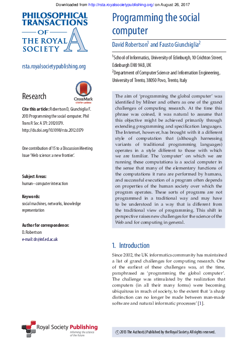 (PDF) Programming the social computer