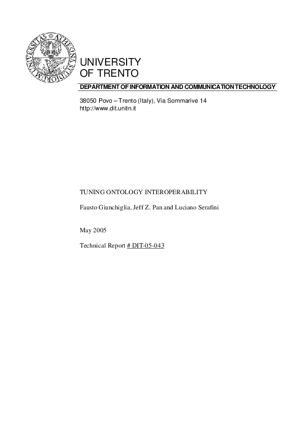 (PDF) Tuning Ontology Interoperability | Fausto Giunchiglia - Academia.edu