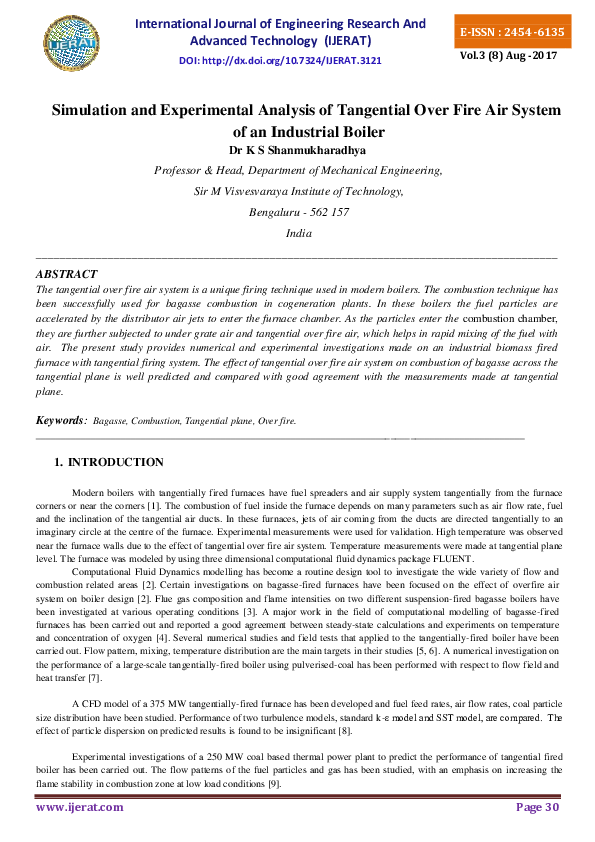 (PDF) Simulation and Experimental Analysis of Tangential Over Fire Air ...