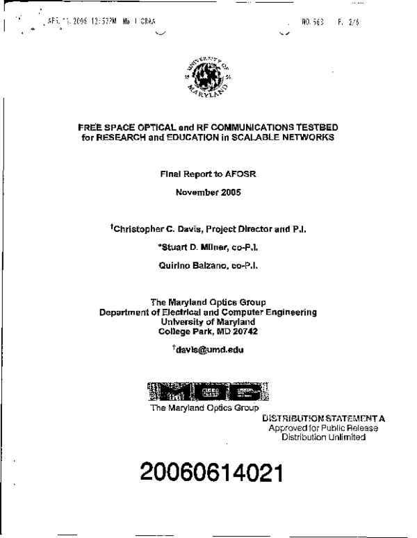 (PDF) Free Space Optical and RF Communications Testbed for Research and ...