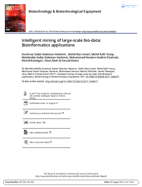 (PDF) Intelligent mining of large-scale bio-data: Bioinformatics applications