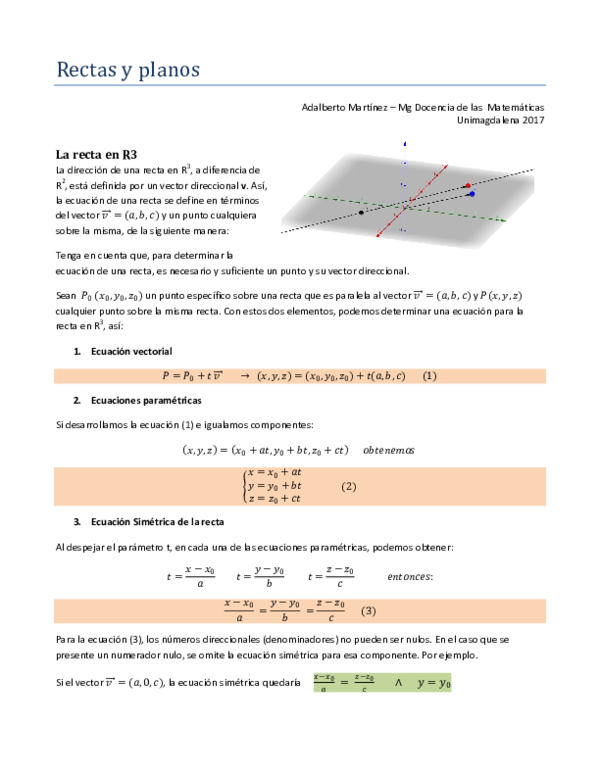(PDF) Rectas y planos La recta en R3