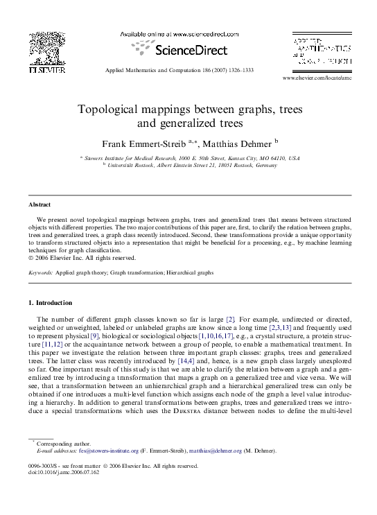 (PDF) Topological mappings between graphs, trees and generalized trees
