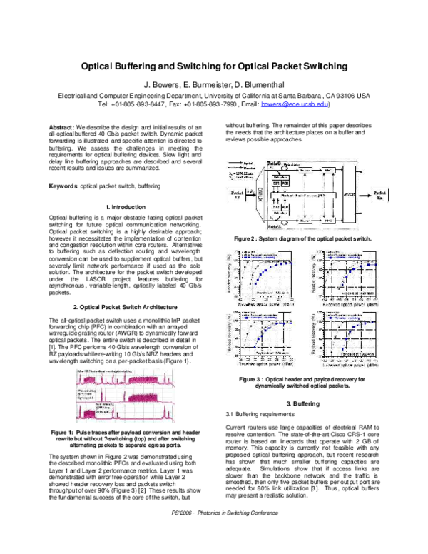 (PDF) All-Optical Buffered 40 Gb/s Packet Switching