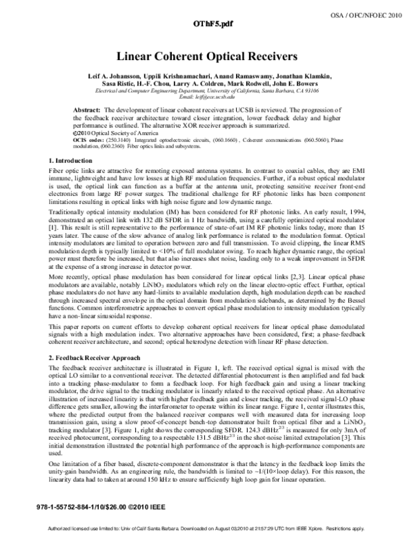 (PDF) Linear Coherent Optical Receivers