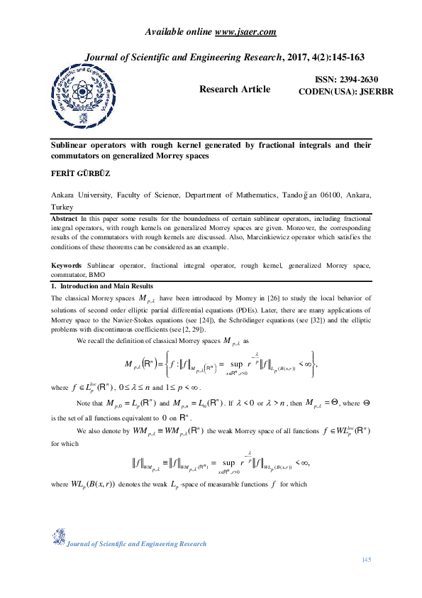 Pdf Coden Usa Jserbr Sublinear Operators With Rough Kernel Generated By Fractional Integrals