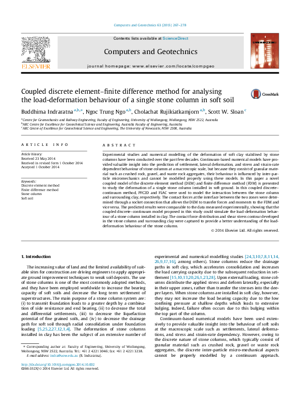 Pdf Coupled Discrete Element Finite Difference Method For Analysing The Load Deformation