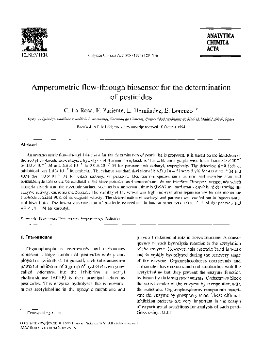 Pdf Amperometric Flow Through Biosensor For The Determination Of