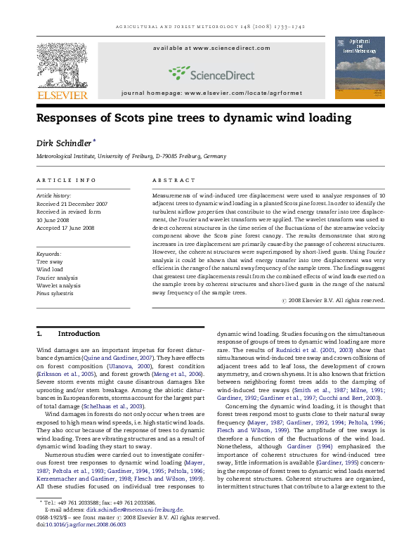 (PDF) Responses of Scots pine trees to dynamic wind loading