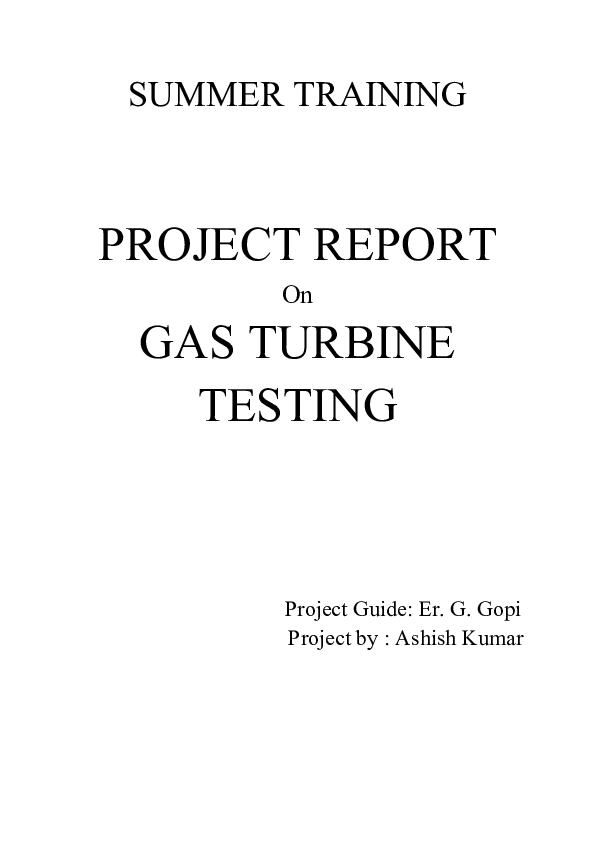 (PDF) PROJECT REPORT On GAS TURBINE TESTING