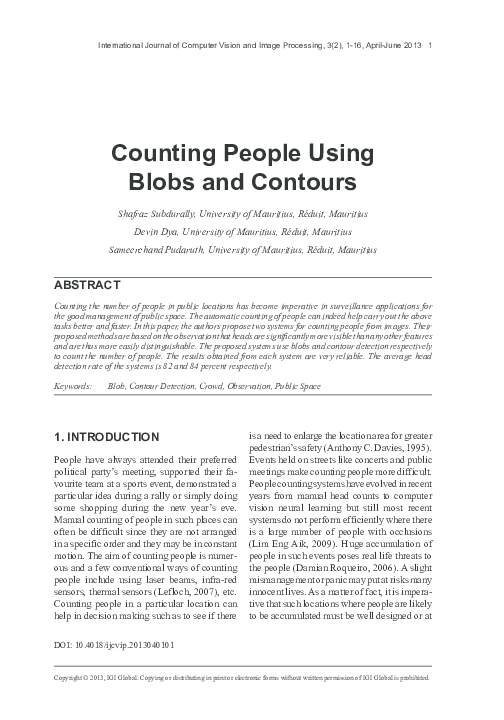 (PDF) Counting People Using Blobs and Contours