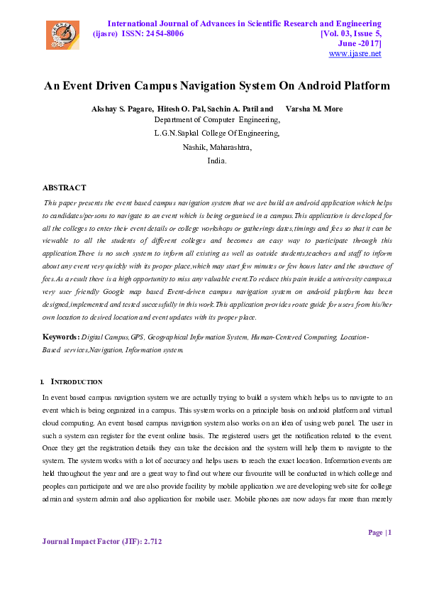 (PDF) An Event Driven Campus Navigation System On Android Platform