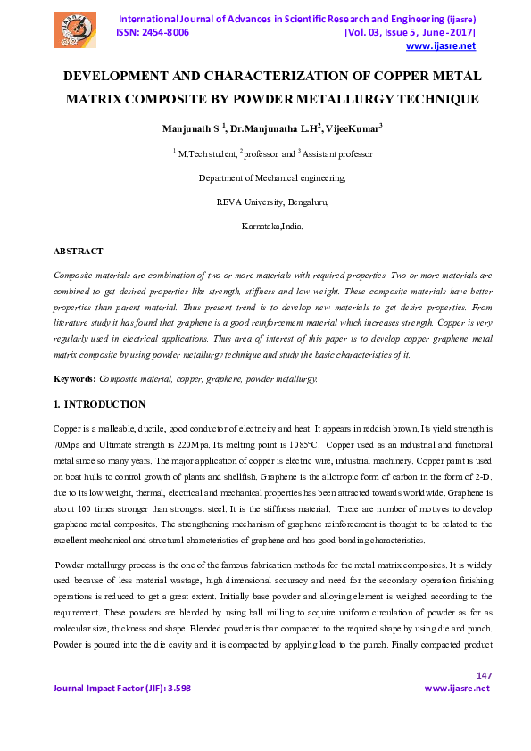 (PDF) Development And Characterization Of Copper Metal Matrix Composite ...