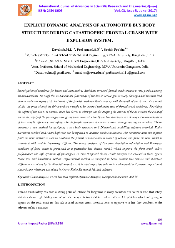 (PDF) EXPLICIT DYNAMIC ANALYSIS OF AUTOMOTIVE BUS BODY STRUCTURE DURING ...