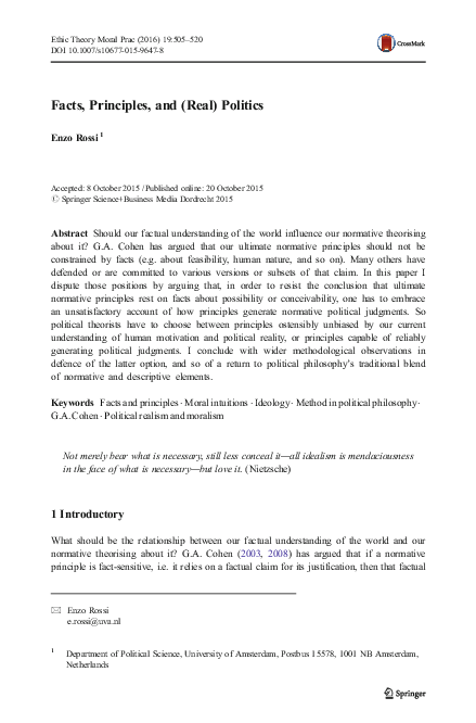 (PDF) Facts, Principles, and (Real) Politics