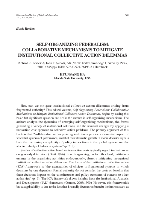 (PDF) Self-Organizing Federalism: Collaborative Mechanisms to Mitigate ...