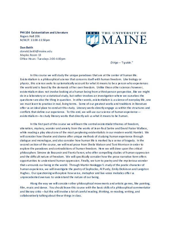 (PDF) Existentialism and Literature Syllabus