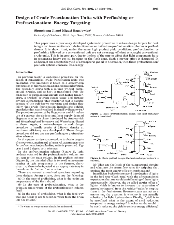 (PDF) Design of Crude Fractionation Units with Preflashing or ...