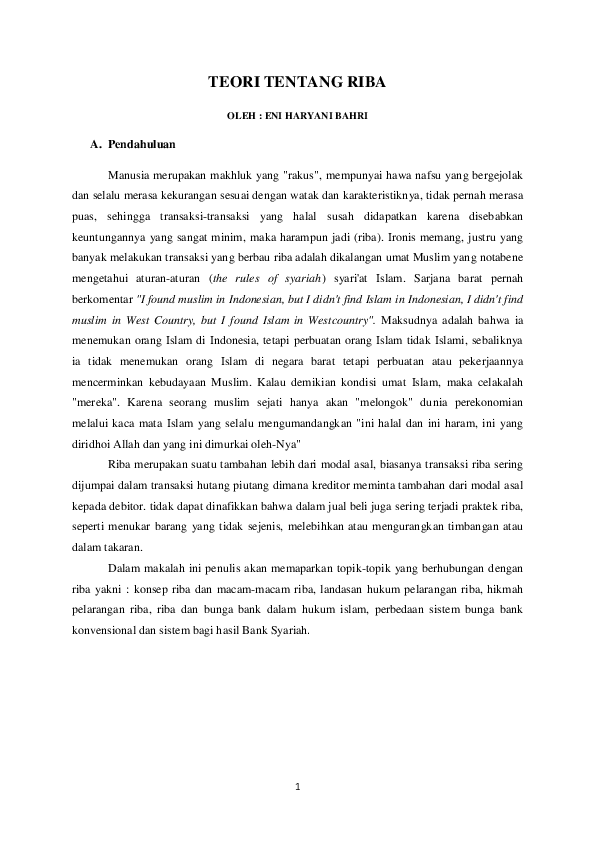 (PDF) TEORI TENTANG RIBA