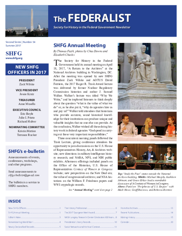 (PDF) SHFG Annual Meeting Society for History in the Federal Government ...