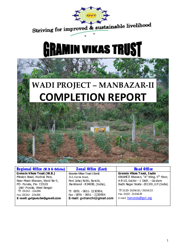 (PDF) WADI PROJECT – MANBAZAR-II COMPLETION REPORT