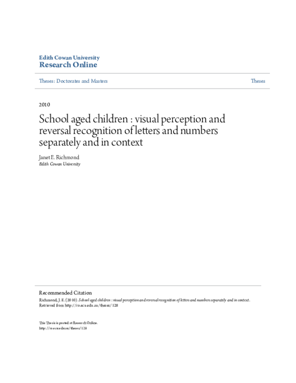 (PDF) School aged children : visual perception and reversal recognition ...