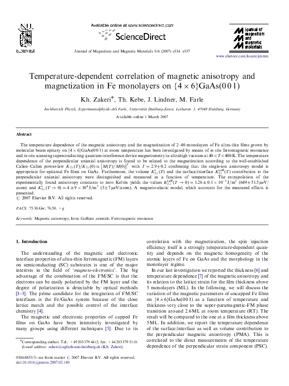 (PDF) Unveiling the Different Physical Origins of Magnetic Anisotropy and Magnetoelasticity in ...