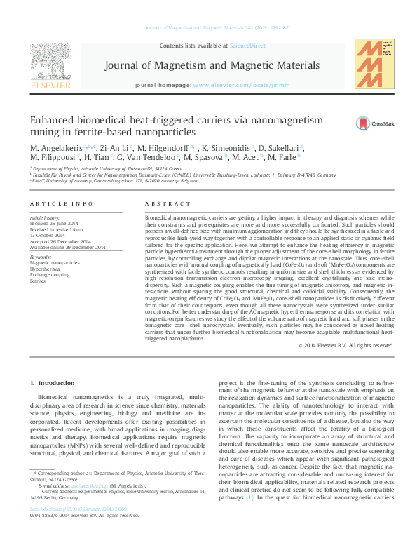 (PDF) Enhanced biomedical heat-triggered carriers via nanomagnetism tuning in ferrite-based ...