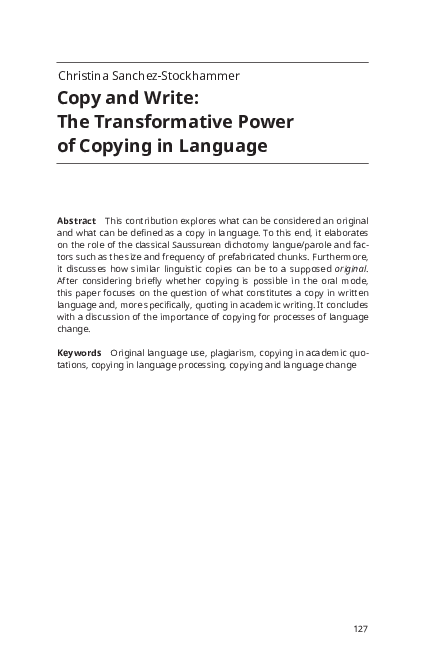 (PDF) Copy and Write: The Transformative Power of Copying in Language