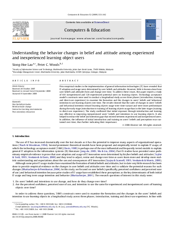 (PDF) Understanding the behavior changes in belief and attitude among experienced and ...