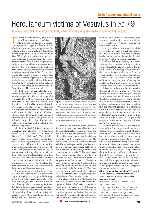 (PDF) Herculaneum victims of Vesuvius in ad 79